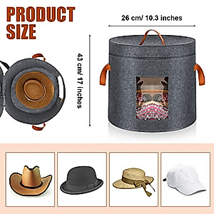 2 Pcs Hat Storage Box 17 x 10.3 Inches Stackable Round Brim Hats Case Foldable Clothes Storage Container Cowboy Hat Stuffed Animal Toy Organizer with Lid,shoulder Strap and Clear Window (2 Pieces)