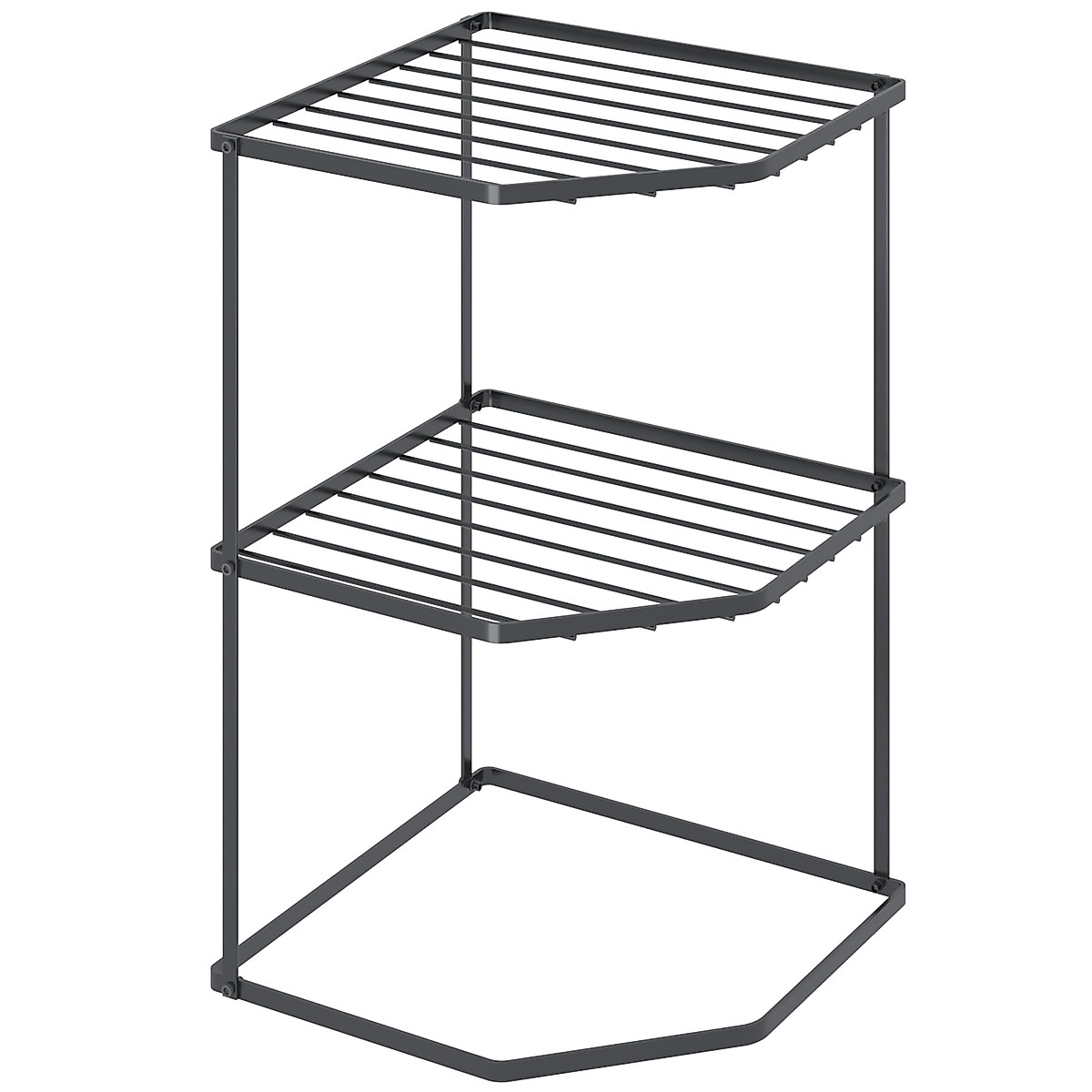 Buzowruil Kitchen Corner Shelf, 3-Tier Pot and Pan Rack, Cookware Pots and Pans Organizer, Kitchen Shelves,Black