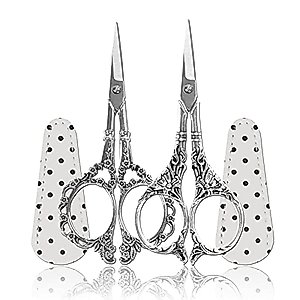 Hisuper 2 Pairs Crafting Scissors 4.5 Inch Sewing Scissors Small Sharp Craft Scissors with Leather Scissors Cover Embroidery Scissor Shears for Fabric Needlework Crochet Threading Tool