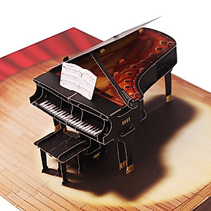 Liif Grand Piano Pop-Up Card, Thank You, 8 in x 6 in, Laser Cut and Hand Assembled, Satisfaction Guarantee