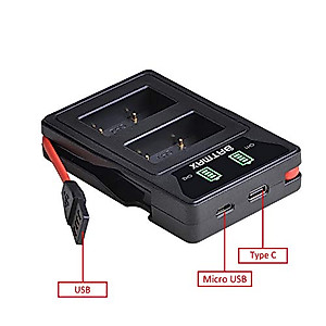 Batmax 2Pcs NB-2L NB-2LH Battery + Built-in USB LED Charger for Canon PowerShot G7 G9 S80 S70 S60 S50 S45 S40 S30, Canon DC410 DC420 EOS 350D 400D Digital Rebel XT XTi, VIXIA HF R10