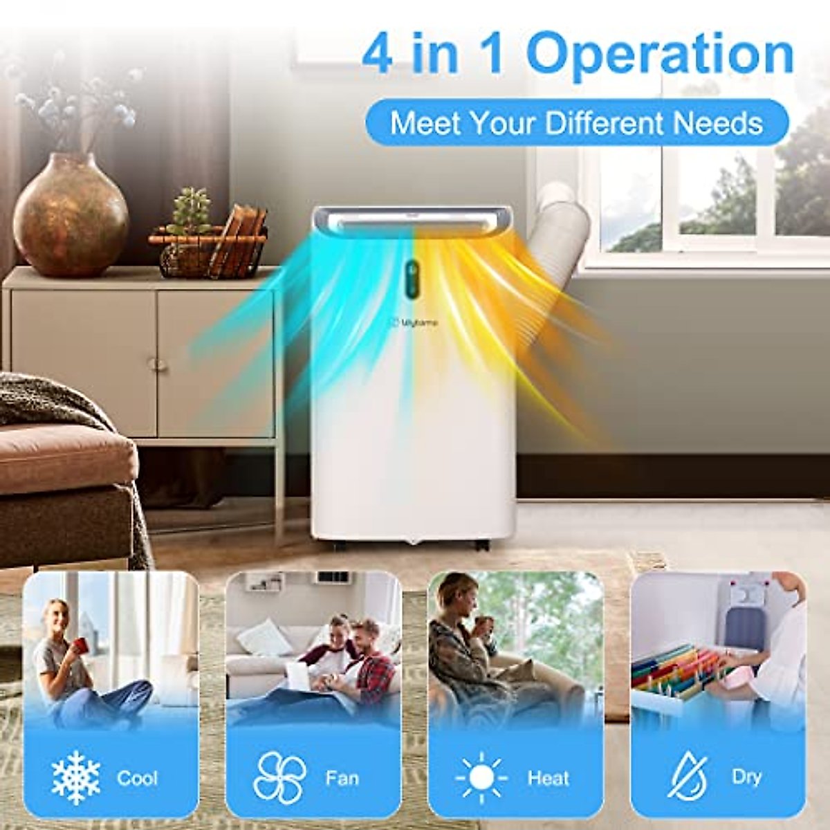 Wiytamo 14,000 BTU Portable Air Conditioners for Rooms Up to 700 Sq.Ft, 4-in-1 Portable AC Unit, Heat, Dehumidifier & Fan with Remote Control, Auto Swing, LED Display, Window Installation Kit Included