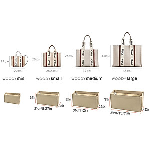 Lckaey purse organizer for chloe woody tote bag insert large medium Small wallet Felt organizer 1015Beige-M