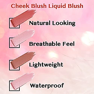 Matte Liquid Cream Blush Makeup Lightweight - Velvet Mousse Texture, Breathable Feel, Sheer Flush Of Color, Natural-Looking, Blush Stick for Cheek, Advanced Hazy Feeling(#01#02#03)