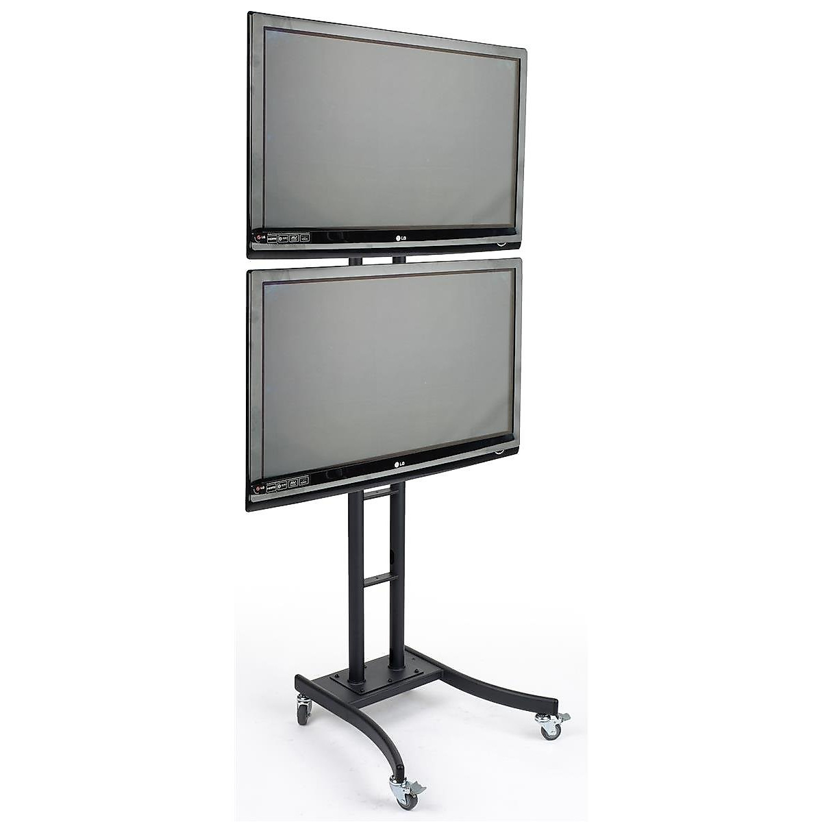 Mobile TV Stand for Floor, Dual Monitor Mount for 32 to 65 Inch Monitors