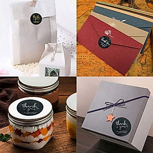 Thank You Stickers X 500 pcs, Thank You Stickers Business, Thank You Stickers Roll Gold Sliver, 1 Inch Round Stickers Packaging, Favor Label, Black 04 (500 pcs)
