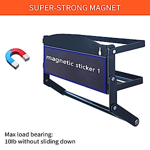 Foldable Magnetic Paper Towel Holder Refrigerator Storage Spice Rack with 3 Mobile Hooks and Paper Towel Holder(Single Layer /Black) Strong Magnetic Shelf for Refrigerator