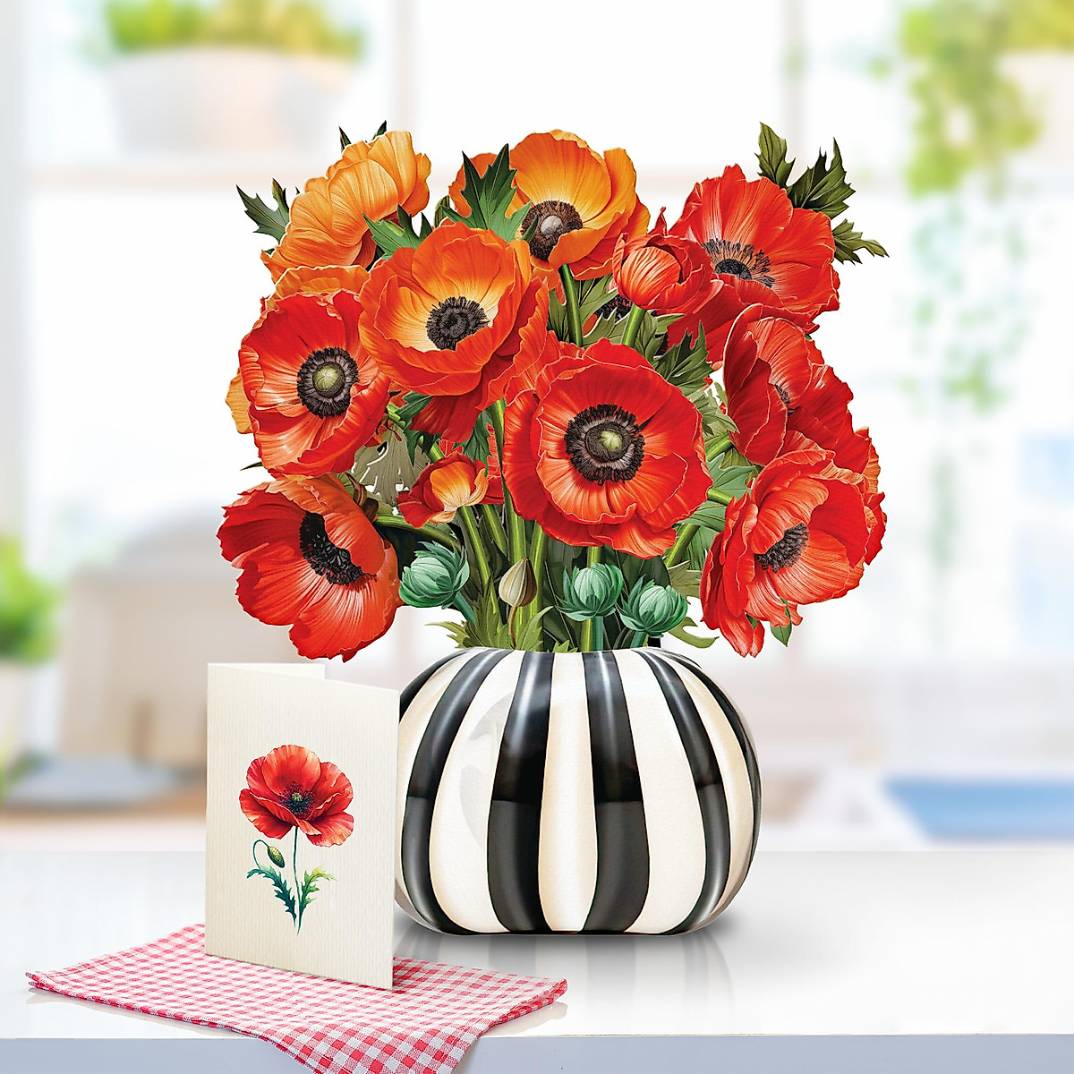 PAEONE Paper Pop-Up Flower Card, French Blooms, Forever Flowers Bouquet 3D Popup Greeting Cards, Blank Note Envelope, Birthday Gift Cards, Mother's Day, Holiday Decorations