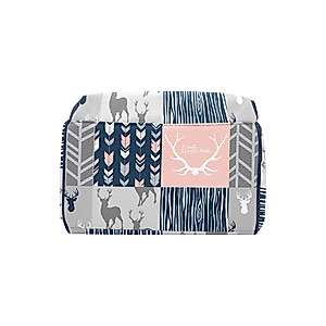 Antlers Elk Deer Feather Arrow Patchwork Blue Diaper Bags with Name Waterproof Mummy Backpack Nappy Nursing Baby Bags Gifts Tote Bag for Women