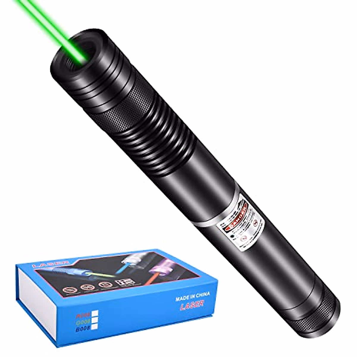 FUOOX Green Laser Pointer High Power Tactical Flashlights, Long Range 20000 Feet Powerful Flashlight with Laser Pointer, USB Rechargeable Laser Pointer for Presentations