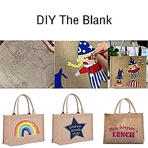 Achaohe Burlap Tote Bags Bulk 6 Pack Jute Reusable Canvas Gift Favors Bag with handle Water Resistant for Women Bridesmaid Wedding Beach Shopping (6 Pack 12 x 9.8 x 3.9)