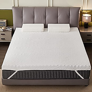 2 Inch 7-Zone Memory Foam Mattress Topper Queen with Bamboo Cover, Cooling Gel-Infused Swirl Egg Crate Memory Foam, Standard 100 by Oeko-TEX Certified, Blue