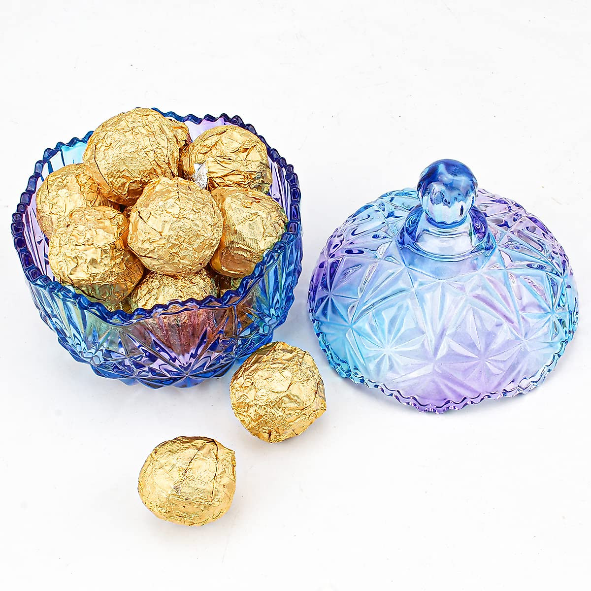 Danmu 1Pc Colorful Glass Storage Jar, Candy Jar with Lid, Cookie Jar, Jewelry Box Buffet Jar Biscuit Containers Color B(260ml / 9oz)