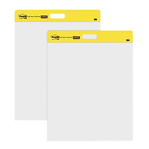 Post-it Easel Pad, 20 in x 23 in, White, 20 Sheets/Pad, 2 Pads/Pk, Mounts to surfaces with Command Strips included (566)