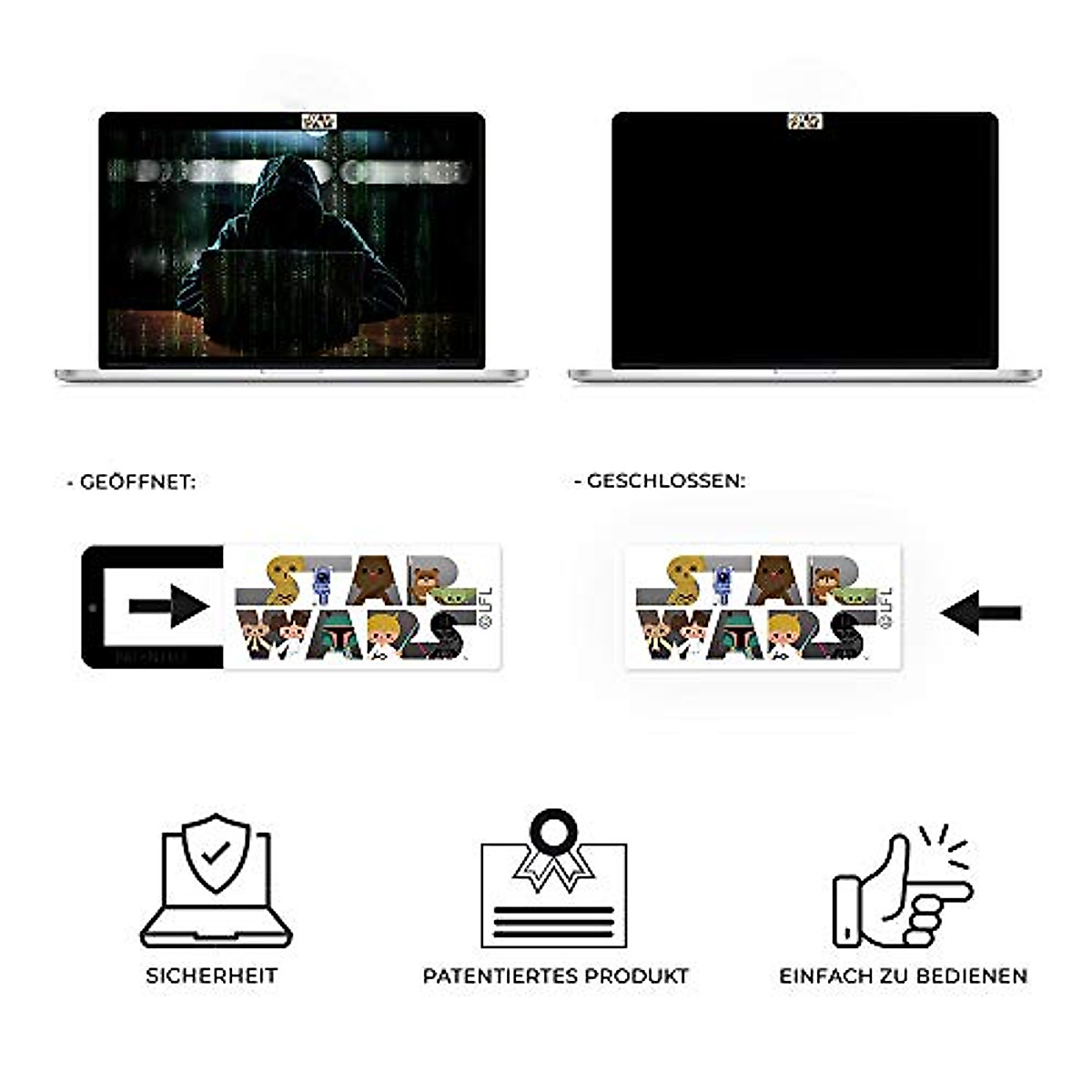 ERT GROUP Original and Officially Licensed by Star Wars Webcam Cover, Pattern Star Wars 004, Privise Sliding Camera Cover for Laptop, Computer and Tablet, Security Products