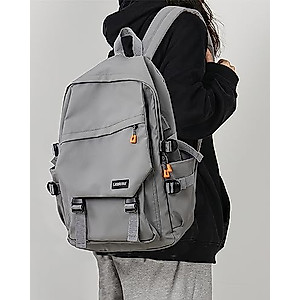 coowoz College Backpack Waterproof Black College Bags For Women Lightweight Travel Rucksack Casual Daypack Laptop Backpacks For Men Women (Grey S)