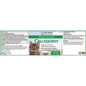 Vitality Science Celloquent for Cats | Enhanced Immune Support Formula | Maintains Proper Gut pH | Boosts Organ Function | Aids Cleansing and Healthy Inflammatory Response