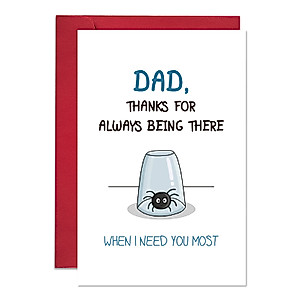 Ogeby Funny Father’s Day Card for Dad, Cute Spider Birthday Card from Daughter Son, Dad Thanks for Always Being There