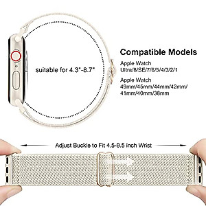 CTYBB 4 Pack Stretchy Nylon Solo Loop Bands Compatible with Apple Watch 40mm 38mm 44mm 49mm 45mm 42mm 41mm, Adjustable Braided Elastic Sport Straps Womens Men Wristbands for iWatch Series 9 8 7 6 5 4 3 2 1 SE Ultra