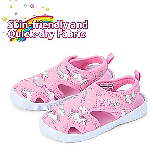 tombik Toddler Water Shoes Girls Breathable Walking Sandals for Beach, Pool, Swim Pink/Unicorn 6 US Toddler