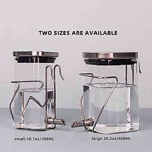 Hamster Water Bottle, Small Animal Glass Waterer, Stainless Steel Nozzle No-Drip Drinker Waterer for Sugar Glider, Rat and Birds (10.1oz)