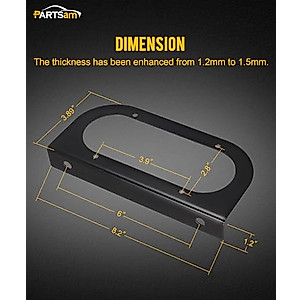 Partsam 2Pcs 6" Oval Tail Light Mounting Brackets [L Shaped] [3mm Powder Coated Steel] [Ultra Sturdy] [Versatile Horizontal Mounting] for 6" Oval Taillights On Truck Trailer RV Grommet Flush Mount