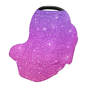 Nursing Cover Breastfeeding Scarf Glitter Purple Pink - Baby Car Seat Covers, Stroller Cover, Carseat Canopy (801m)