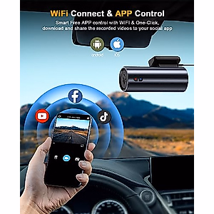 Dash Cam 4K WiFi 2160P Car Camera, Dash Camera for Cars, Mini Front Dashcam for Cars with Night Vision, Loop Recording, G-Sensor,24H Parking Monitor,Supercapacitor,Voice Prompt,APP,64GB Card Included