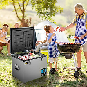 VEVOR Portable Refrigerator 64 Quart, 12 Volt Refrigerator with Compressor and App Control, Metal Shell Chest Refrigerator, -4℉ to 68℉, DC 12/24V, AC 110-240V(Home & Car Use)