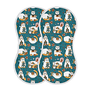vvfelixl Muslin Burp Cloths Cats Gift Box Baby Washcloths for Baby Girl Boys 2 Pack Green