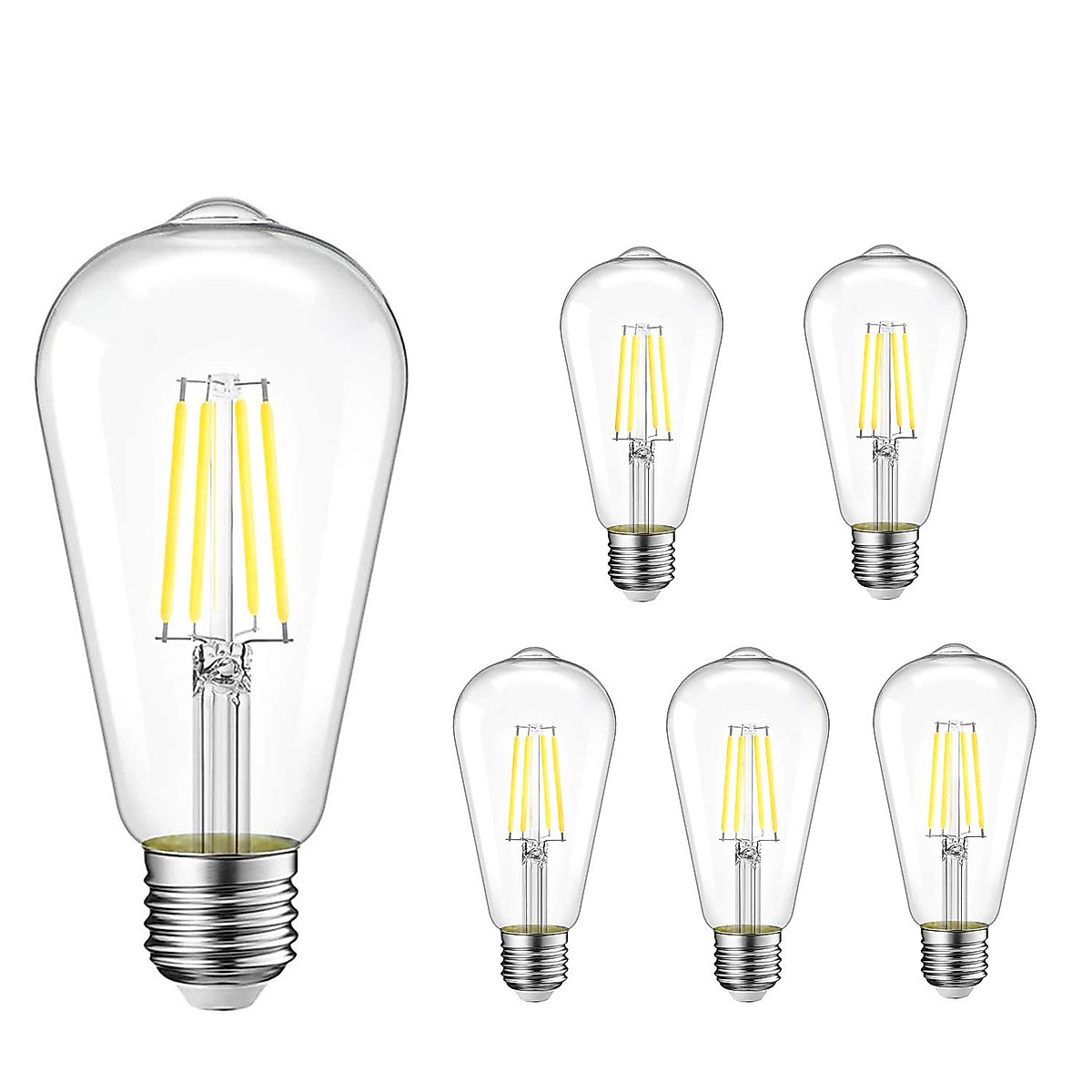 liveMAX Vintage Edison LED Bulb,Antique 40W Vintage Edison Bulb,E26 Light Bulb Led Bulb 400 Lumens Daylight 4000K,Pack of 6(Non Dimmable)