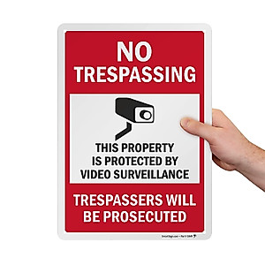 SmartSign "No Trespassing - This Property is Protected by Video Surveillance" Sign | 10" x 14" Aluminum