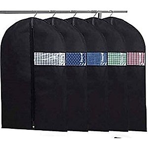 Garment Bags with Shoe Bag - Breathable Garment Bag Covers Set of 5 for Suit Carriers, Dresses, Linens, Storage or Travel - Suit Bag with Clear Window