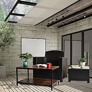 SENIG Coffee Table, Small Coffee Table for Living Room, Coffee Tables with Storage Shelf，Brown Coffee Tables for Small Spaces, Rectangle Wood Table Metal Side End Table, Center Table for Living Room