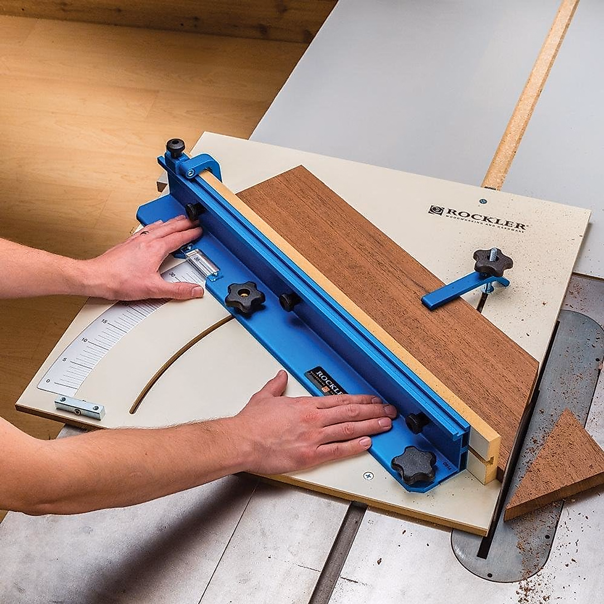 Rockler Table Saw Small Parts Crosscut Sled - Table Saw Sled Kit Includes Blade Guard, Miter Track Stop – 900 Angle Small Moldings Crosscut Saw - Table Saw Sled Features Zero-Clearance Support