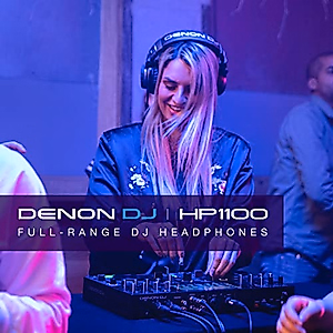 Denon DJ HP1100 | Professional Over-Ear DJ Headphones with 180-degree Cup Swivel & Leather Carry Bag (53mm driver / 3500mW input)