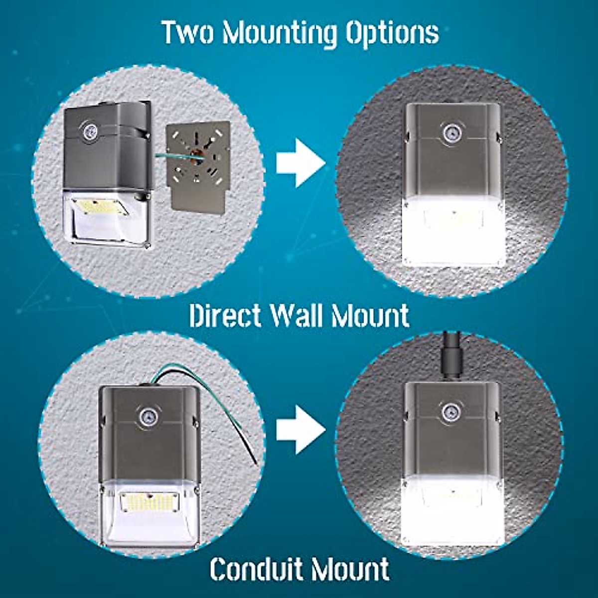 HiBay LED Dusk to Dawn Wall Pack Light with Photocell Sensor, 35W 4750LM 5000K Daylight Outdoor Wall Lights Replaces 150-250W HPS/HID, IP65 Exterior Patio Security Wall Lighting, 8-Pack