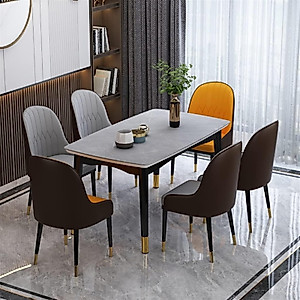 FIXARE Kitchen Leather Dining Chairs Set of 4 Water Proof PU Leather Side Chair with Metal Legs for Dining and Living Room Chairs (Color : Yellow+Gray)