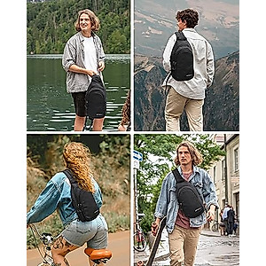 WATERFLY Crossbody Casual Bag Daypack: Small Sling Bag with Wet Bag for Men Black