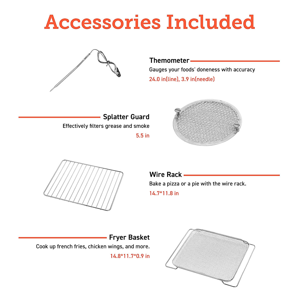 COSORI 13-in-1 Ceramic Air Fryer Toaster Oven Combo, Flat-Sealed Heating Elements for Easy Cleanup, Innovative Burner Function, 7 Accessories & Recipes, 26QT, Silver, Stainless Steel