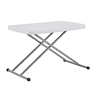 Naomi Home Personal Folding Table, Small Table, TV Dinner Table, Adjustable Table, Portable Desk, Outdoor Side Table, Portable Desk for Parties and Picnic – White