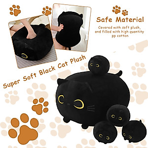 TOYSYM Black Cat Stuffed Animal Mommy Cat Plush Toys with 4 Squishy Baby in Her Tummy Soft Cute Hugging Pillows for Boys and Girls