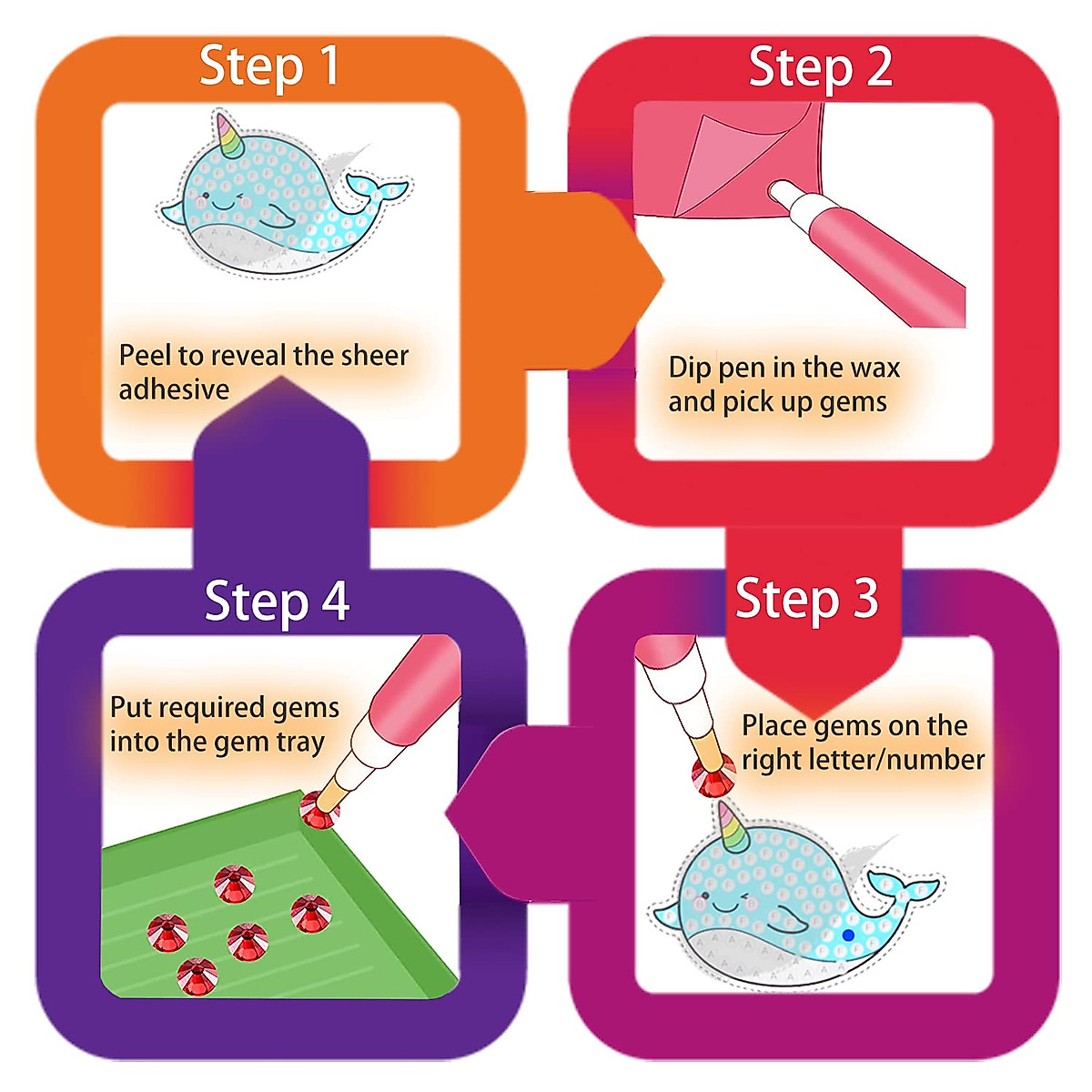 NICOWARM 27PCS 5D Big Diamond Painting Sticker Kits for Kids and Adult Beginners, DIY Creative Unicorn Diamond Art and Crafts Sticker, Diamond Painting Sticker for Kid