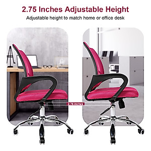 InfiniPower Task Ergonomic Mesh Computer Wheels and Arms and Lumbar Support Study Chair for Students Teens Men Women for Dorm Home Office, Pink