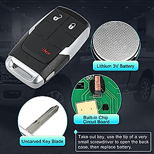 X AUTOHAUX Replacement Keyless Entry Remote Car Key Fob GQ4-76T 433Mhz for Ram 2500 3500 4500 5500 2019 2020 2021 3 Buttons with Door Key