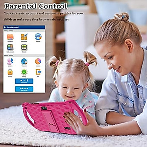 RliyOliy Kids Tablet, 7 inch Android 12 Tablet for Kids, 3GB RAM 32GB ROM Toddler Tablet with Bluetooth, WiFi, GMS, Parental Control, Dual Camera, Educational, Games(Pink)