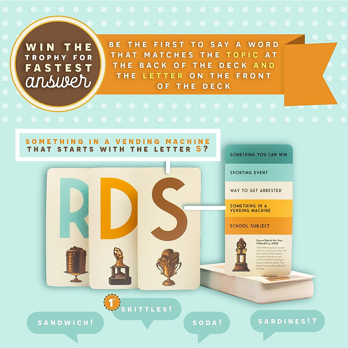 Trophies Card Game - Quick and Simple Word Party Game for 2-30 Players