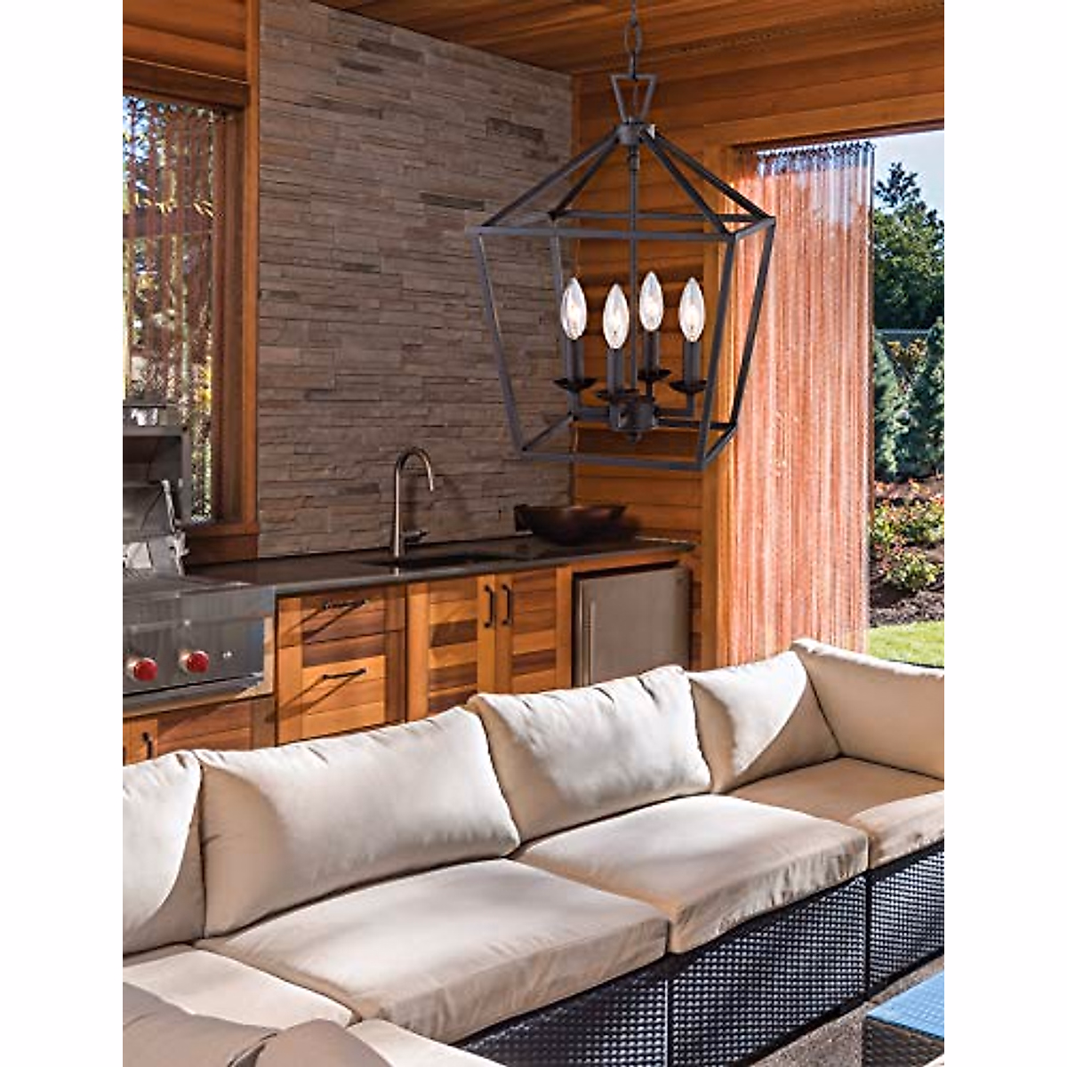 Trans Globe Imports 10264 ROB Transitional Four Light Pendant from Lacey collection in Bronze/Dark finish, 12.00 inches