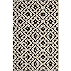 Modway Perplex Geometric Diamond Trellis 5x8 Indoor and Outdoor In Black and Beige