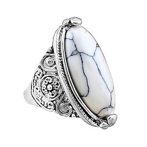 Wenbin New Retro Men's Women's 925 Sterling Silver Turquoise Gemstone Wedding Jewelry Turquoise Oval Cocktail Ring Size6-10 (US Code 6)
